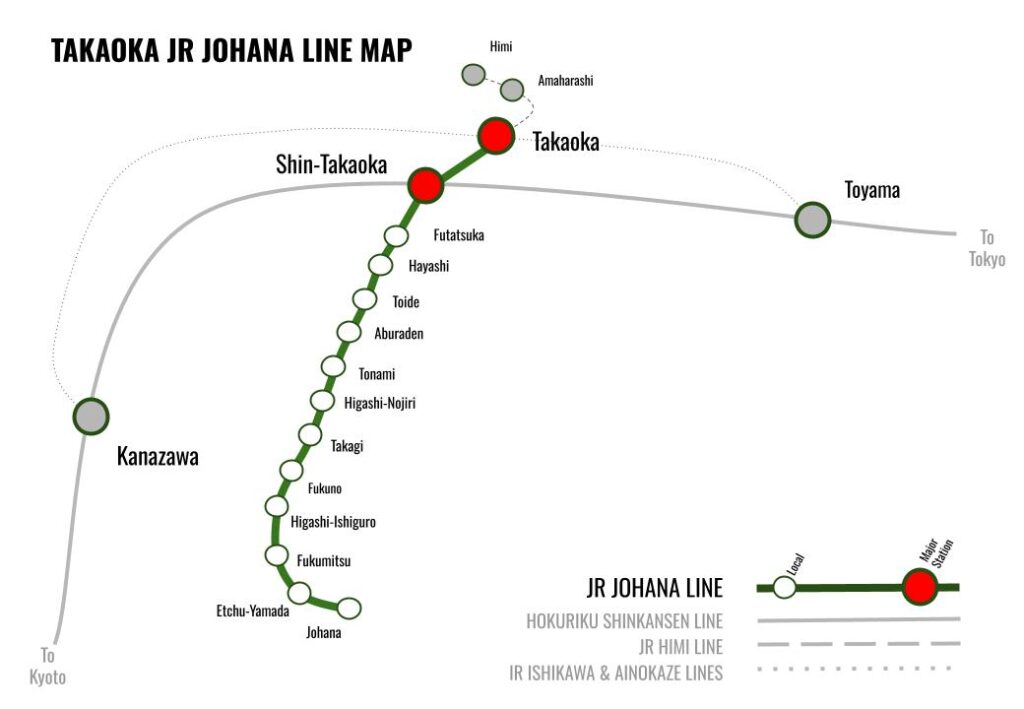 JR Johana Line & Timetable (Takaoka-Shin Takaoka-Johana) - Snow Monkey ...
